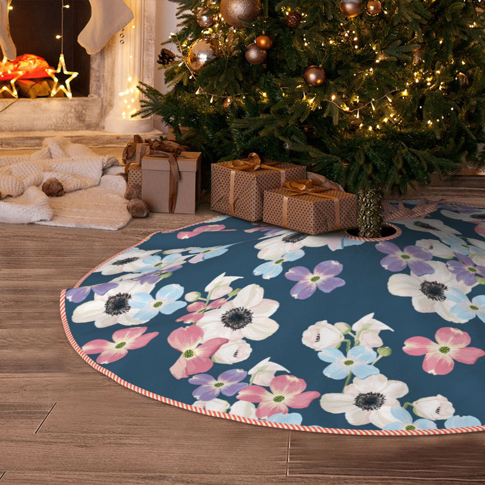 Christmas Tree Skirt - Flowers Halloween Tree Skirt Winter Fall Tree ...
