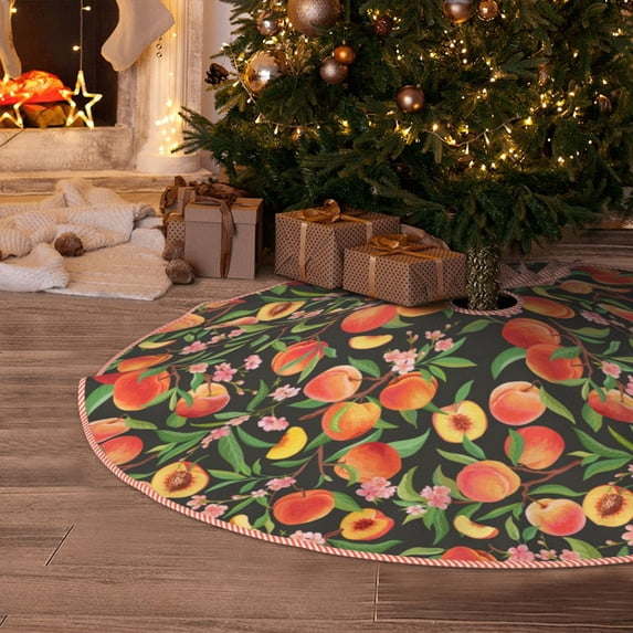 Christmas Tree Skirt - Fruits Peach Halloween Tree Skirt Winter Fall ...