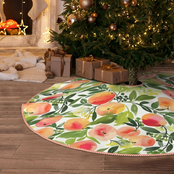Christmas Tree Skirt - Fruits Peach1 Halloween Tree Skirt Winter Fall ...
