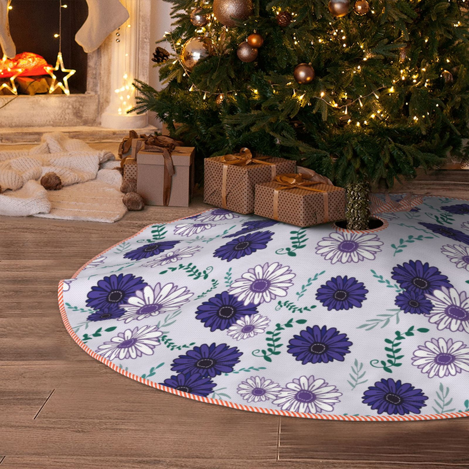 Christmas Tree Skirt - Fujiman Leaves Daisies Flowers Halloween Tree ...