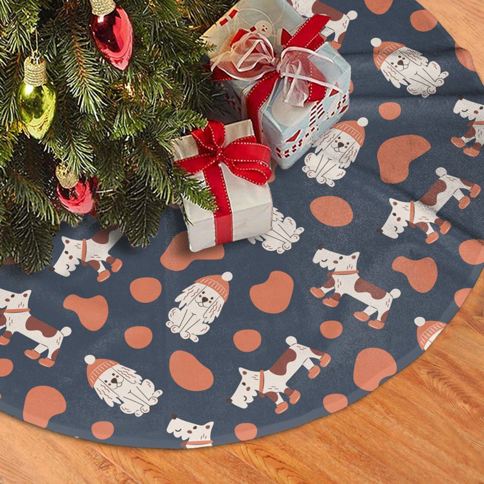 Christmas Tree Skirt, Funny dogs pattern Soft Plush Christmas Tree ...
