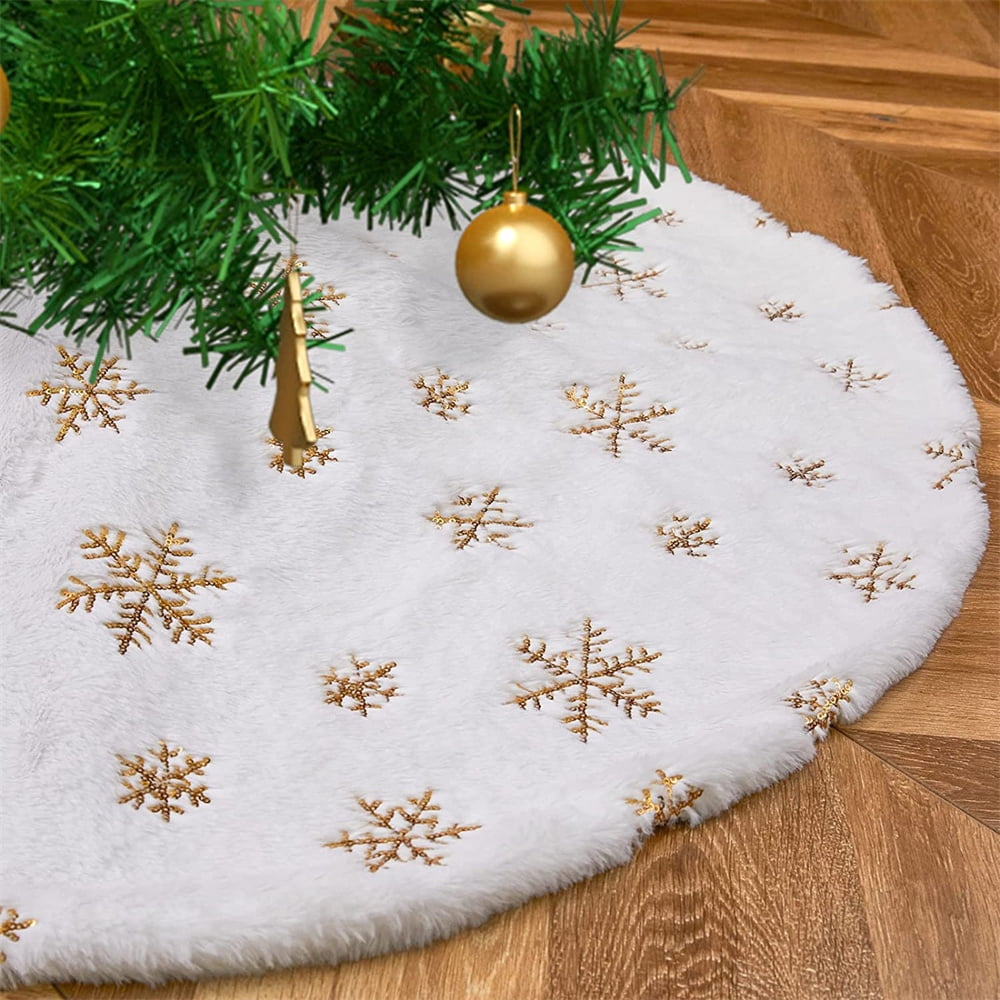 Christmas Tree Skirt, Fur Christmas Tree Skirt, Xmas Plush Tree Skirt ...