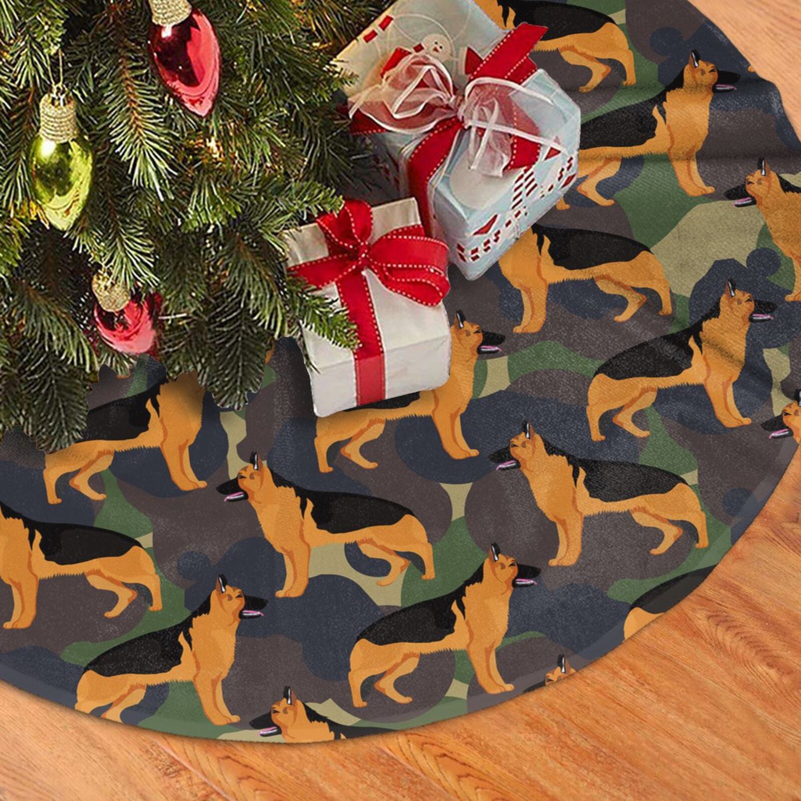 Christmas Tree Skirt, German Shepherd Dog No.1006 Soft Plush Christmas ...