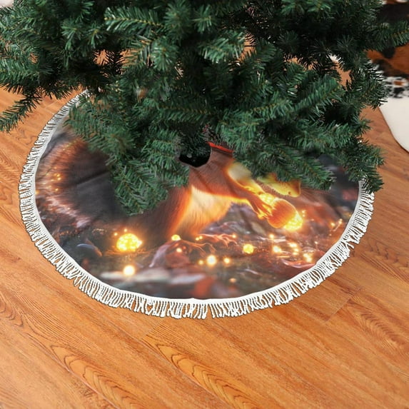 Christmas Tree Skirt, Glowing Autumn Squirrel Christmas Tree ...