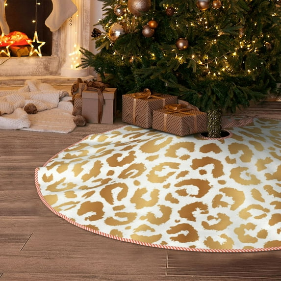 Christmas Tree Skirt - Gold leopard fashion print Halloween Tree Skirt ...
