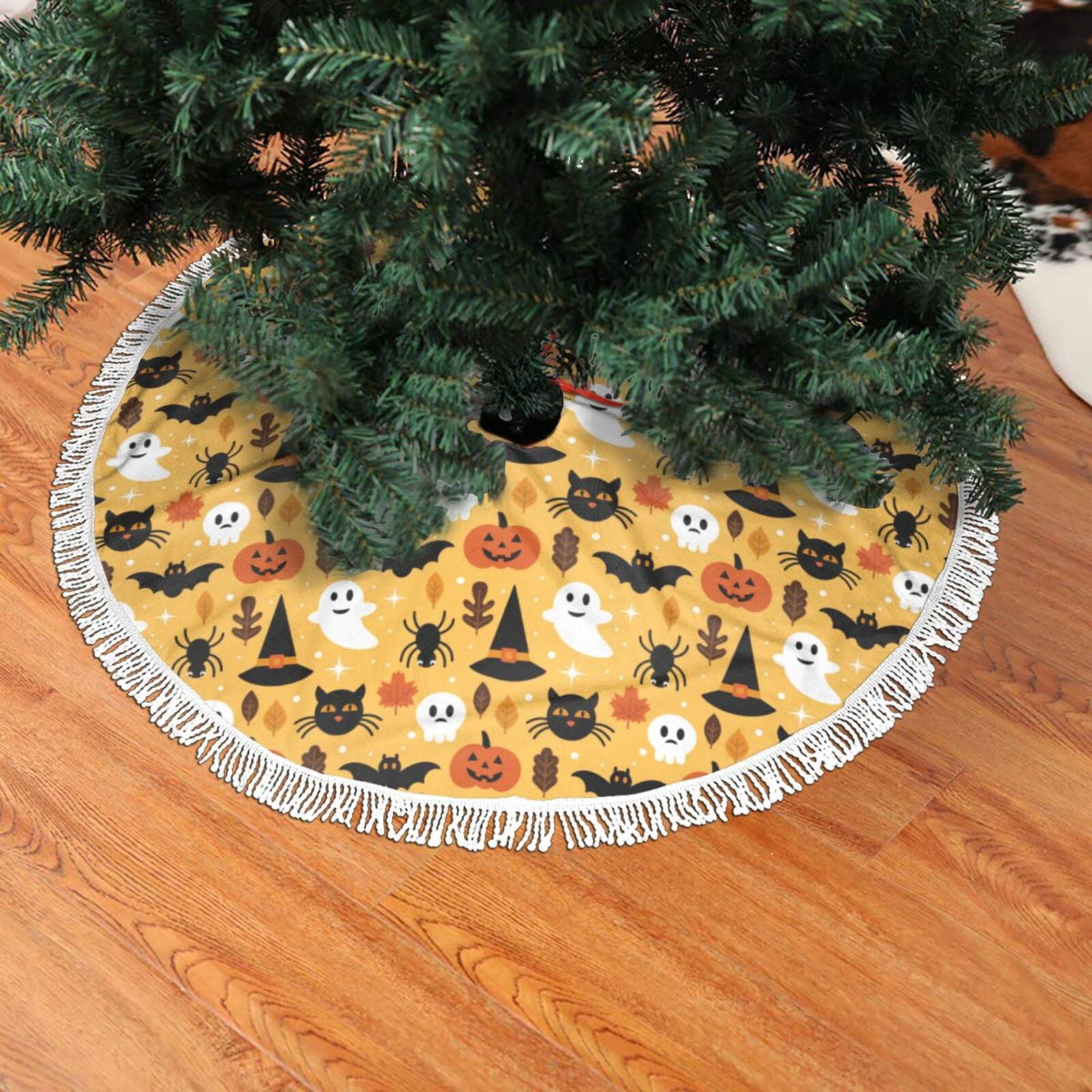 Christmas Tree Skirt, Halloween Ghost Pumpkin Christmas Tree ...