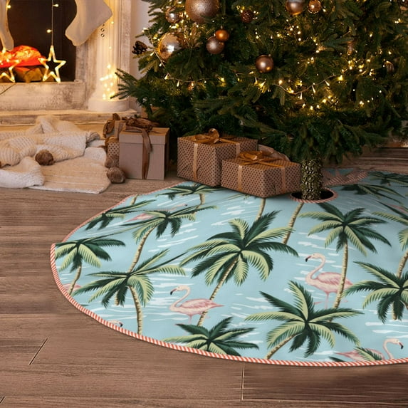Christmas Tree Skirt - Hawaiian Style Flamingo Halloween Tree Skirt ...