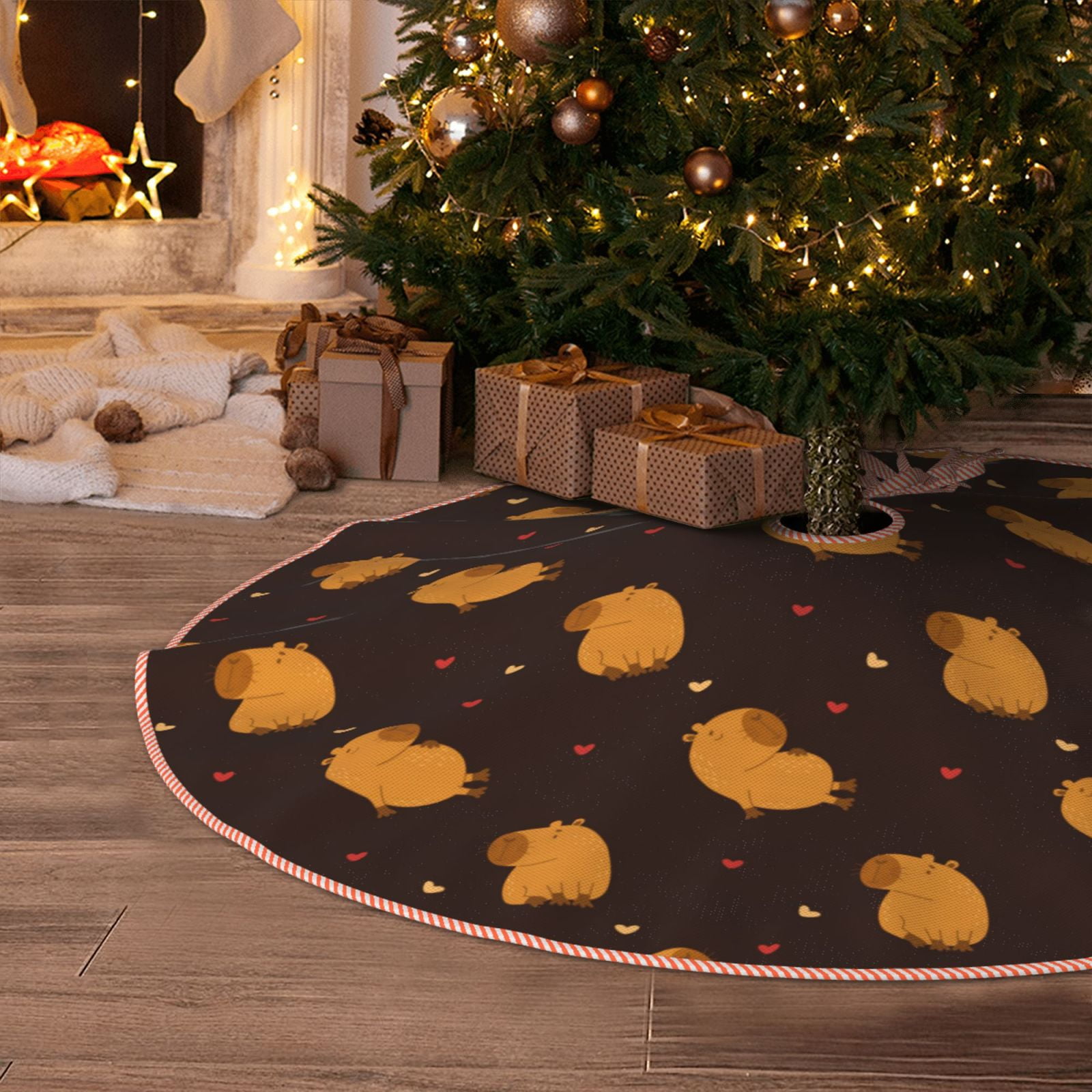 Christmas Tree Skirt - Heart Capybaras Halloween Tree Skirt Winter Fall ...