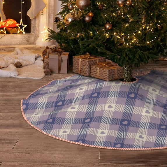 Christmas Tree Skirt - Heart Check Plaid Halloween Tree Skirt Winter ...
