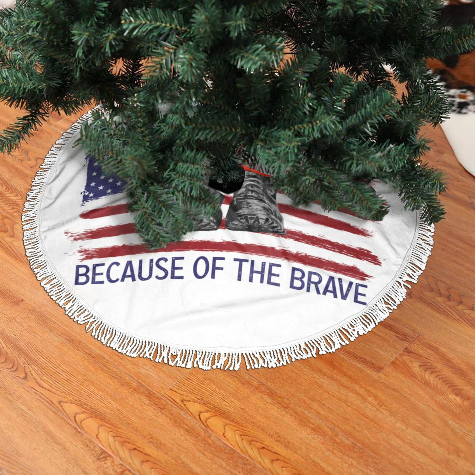 Christmas Tree Skirt, Home Of The Free Because Of The Brave Christmas ...
