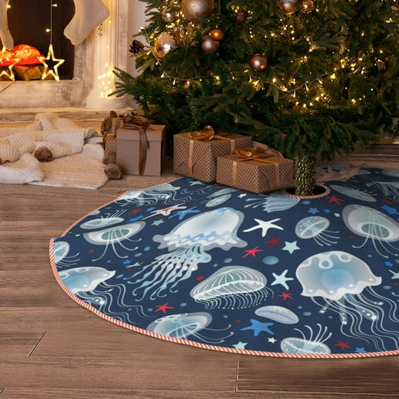 Christmas Tree Skirt - Jellyfish Starfish Halloween Tree Skirt Winter ...