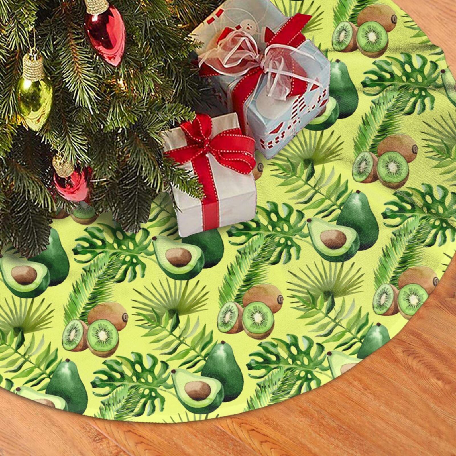 Christmas Tree Skirt, Kiwi and Avocado Soft Plush Christmas Tree ...