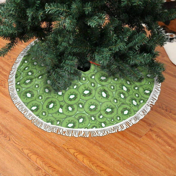 Christmas Tree Skirt, Kiwi Fruit Christmas Tree Decorations Indoor ...