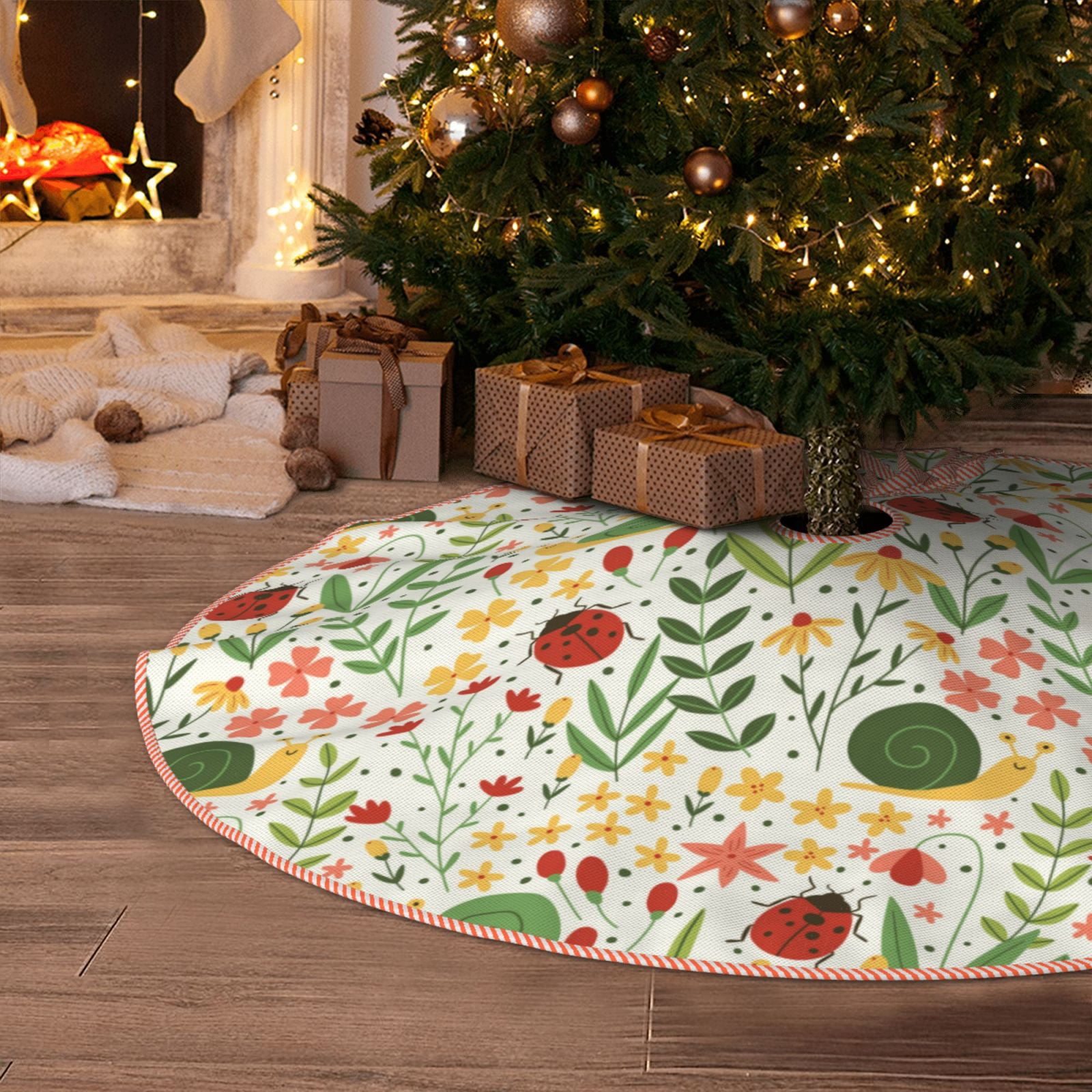 Christmas Tree Skirt - Ladybug And Wild Flowers Halloween Tree Skirt ...