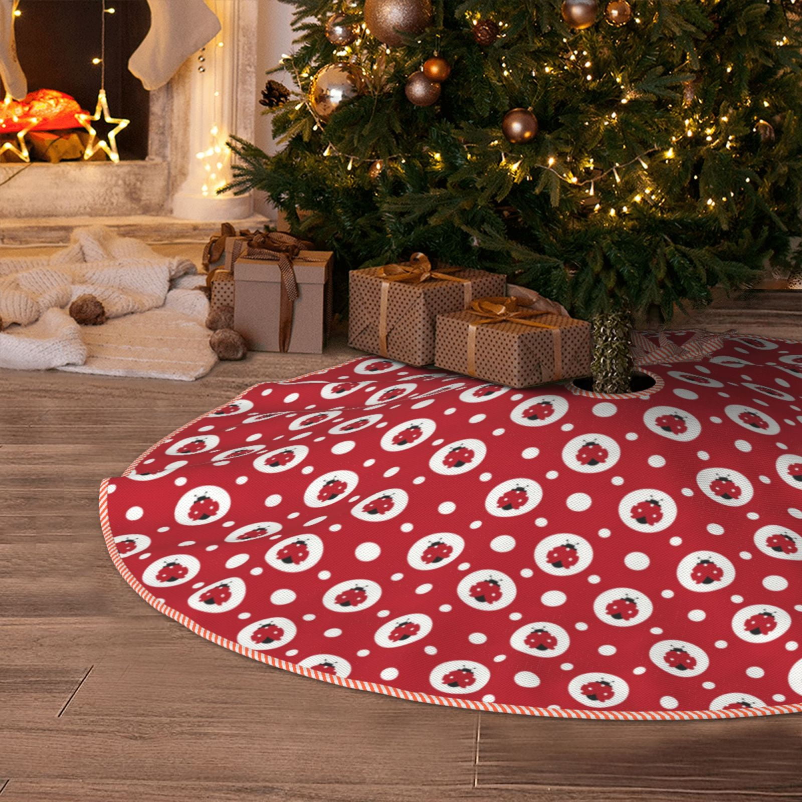 Christmas Tree Skirt - Ladybugs And White Dots Halloween Tree Skirt ...