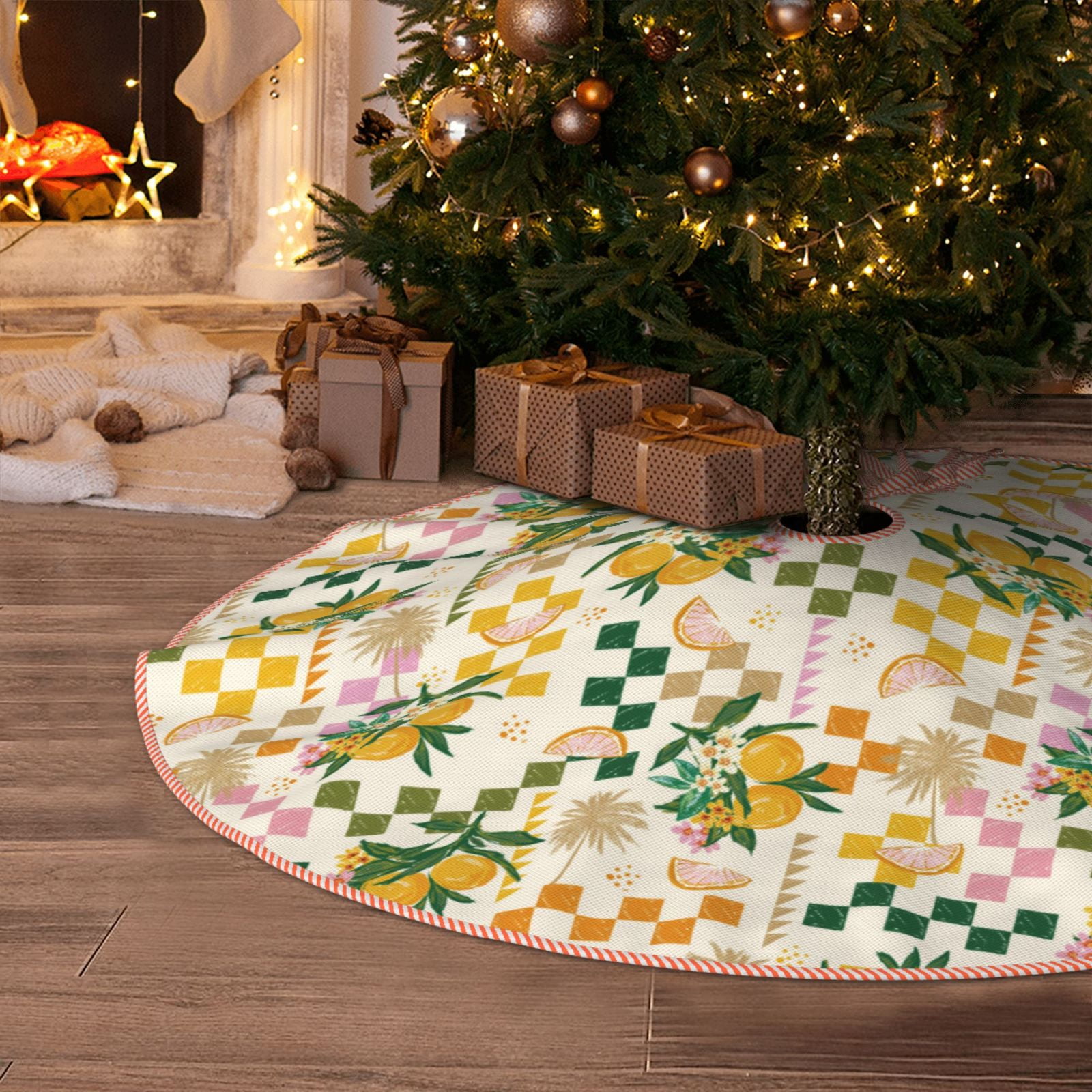 Christmas Tree Skirt - Lemon pattern Halloween Tree Skirt Winter Fall ...