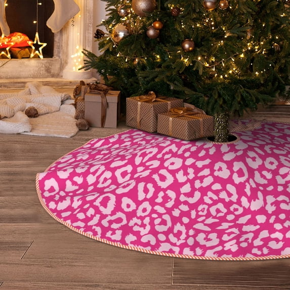 Christmas Tree Skirt - Leopard pink Halloween Tree Skirt Winter Fall ...
