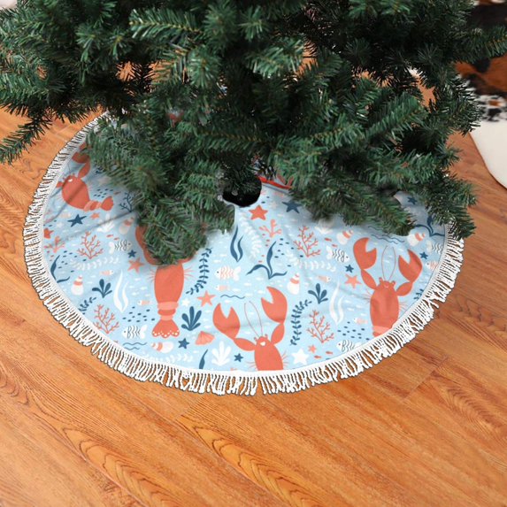 Christmas Tree Skirt, Lobsters Christmas Tree Decorations Indoor, Tree ...