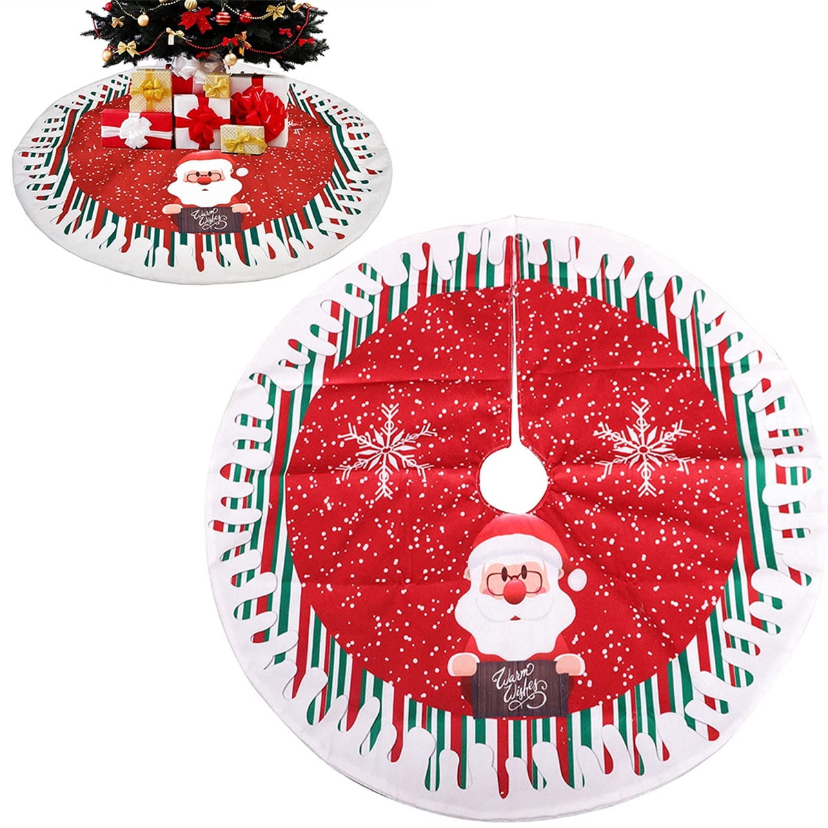 Joybuy 48 Inch Rustic Burlap Christmas Tree Skirt Mat with Red Black ...