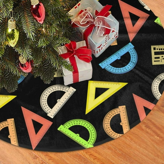 Christmas Tree Skirt, Math ruler colorful Print Soft Plush Christmas ...