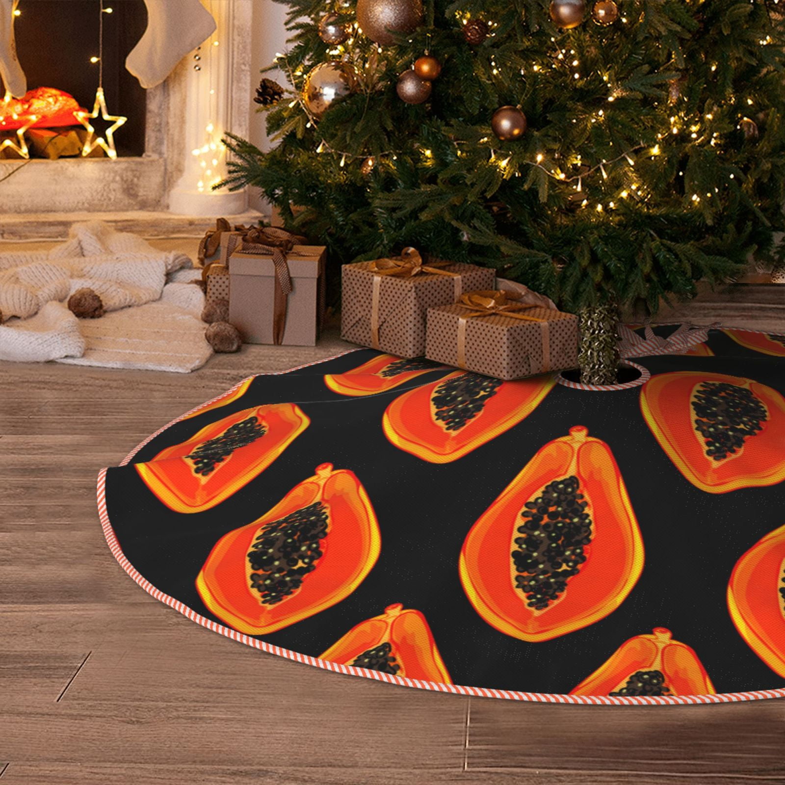 Christmas Tree Skirt - Minimalist Papaya Halloween Tree Skirt Winter ...