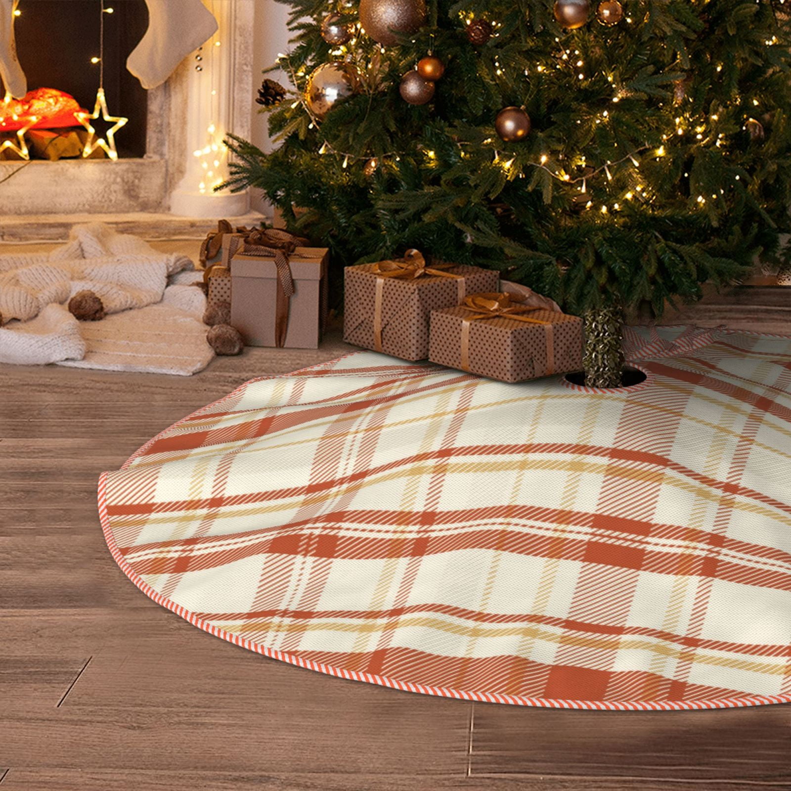 Christmas Tree Skirt - Minimalist plaid Halloween Tree Skirt Winter ...