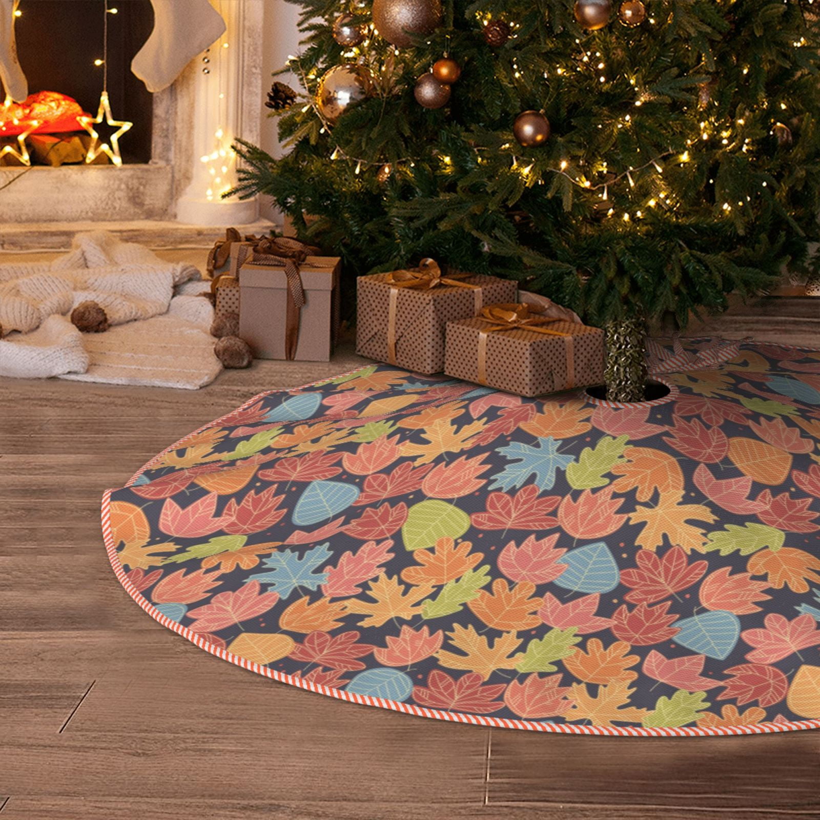 Christmas Tree Skirt - Multicolor maple leaves Halloween Tree Skirt ...