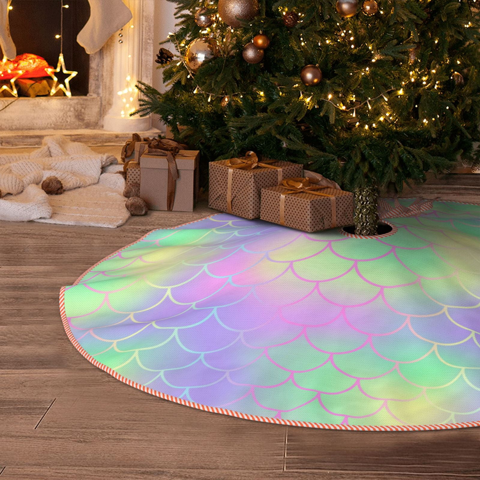 Christmas Tree Skirt - Multicolored Shiny fishscale Halloween Tree ...