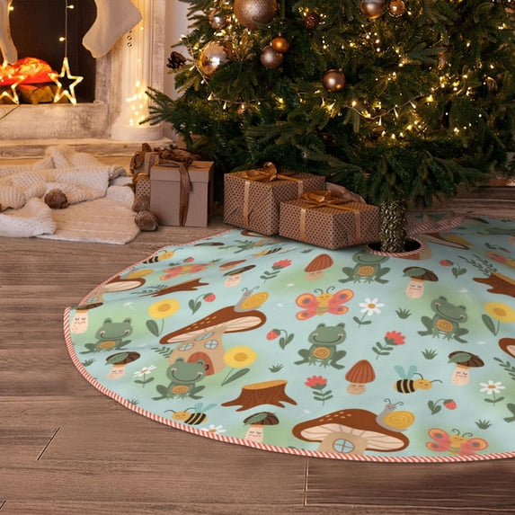 Christmas Tree Skirt - Mushroom House Insect Frog Halloween Tree Skirt ...