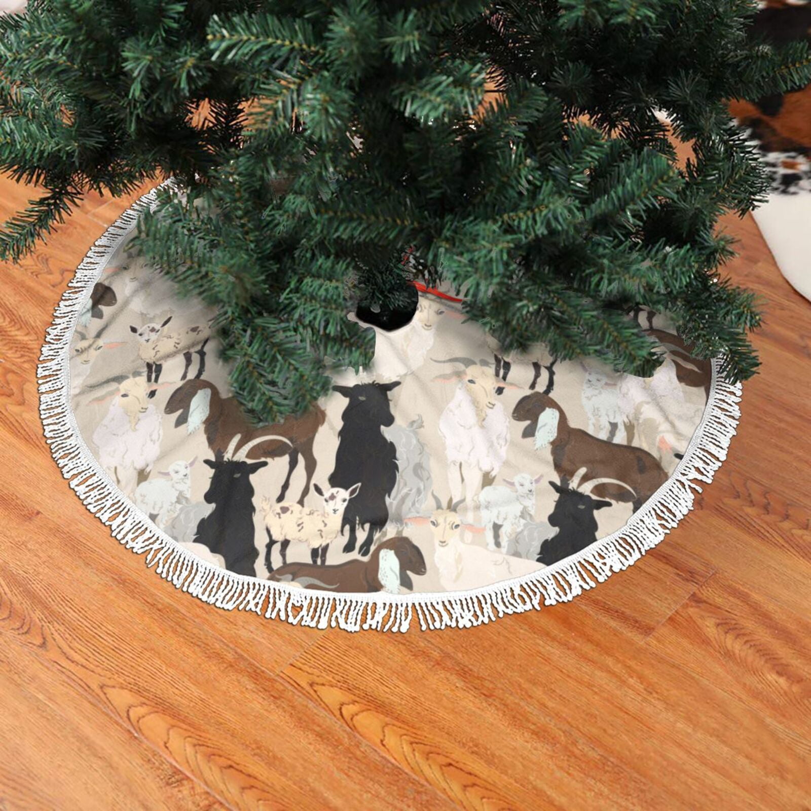 Christmas Tree Skirt - Painted Cartoon Colorful Cute Goat Halloween ...