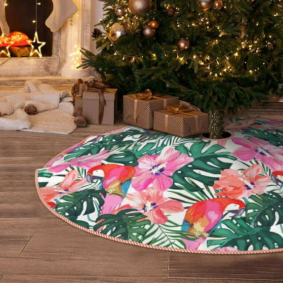 Christmas Tree Skirt - Painted Cute Parrot Flower Halloween Tree Skirt ...
