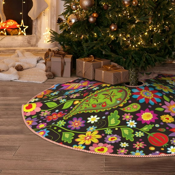 Christmas Tree Skirt - Paisley7 Halloween Tree Skirt Winter Fall Tree ...