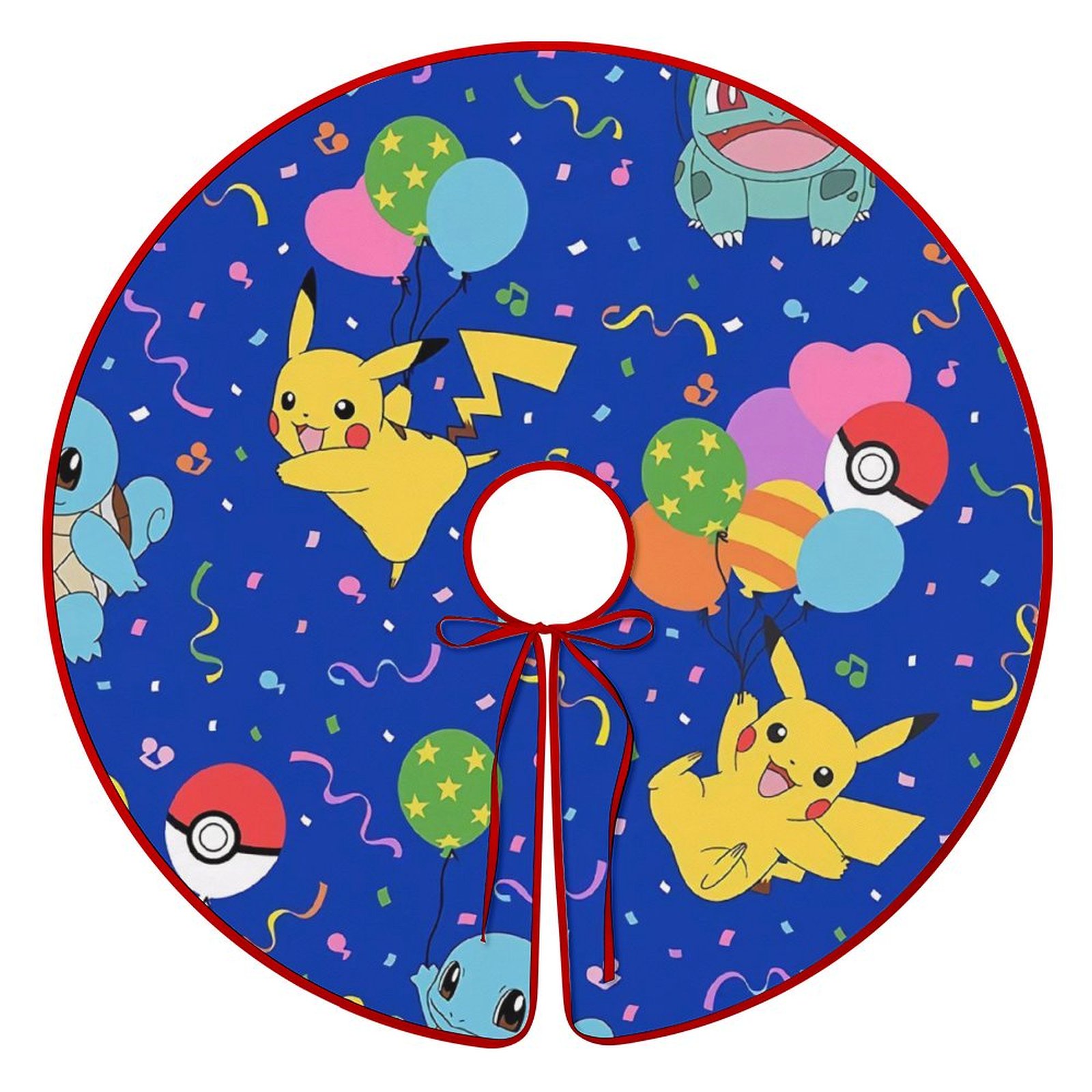 Christmas Tree Skirt Pik-achu Pok-emon Xmas Tree Ornaments Snowflake ...