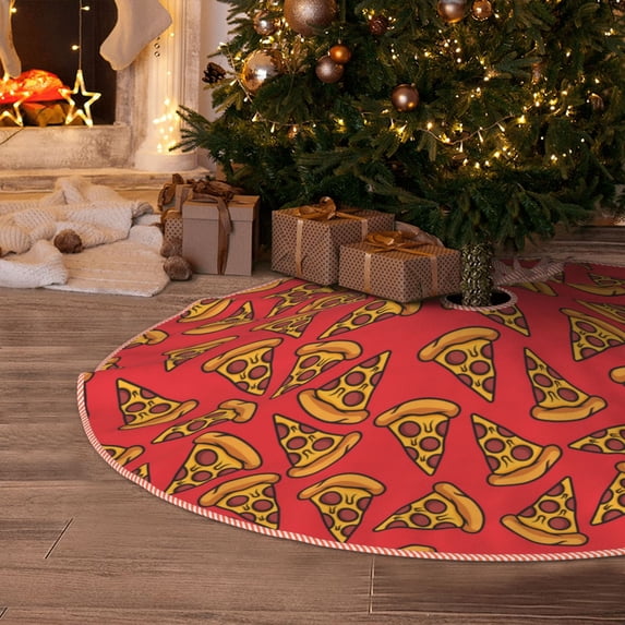 Christmas Tree Skirt - Pizza Cartoon Halloween Tree Skirt Winter Fall ...