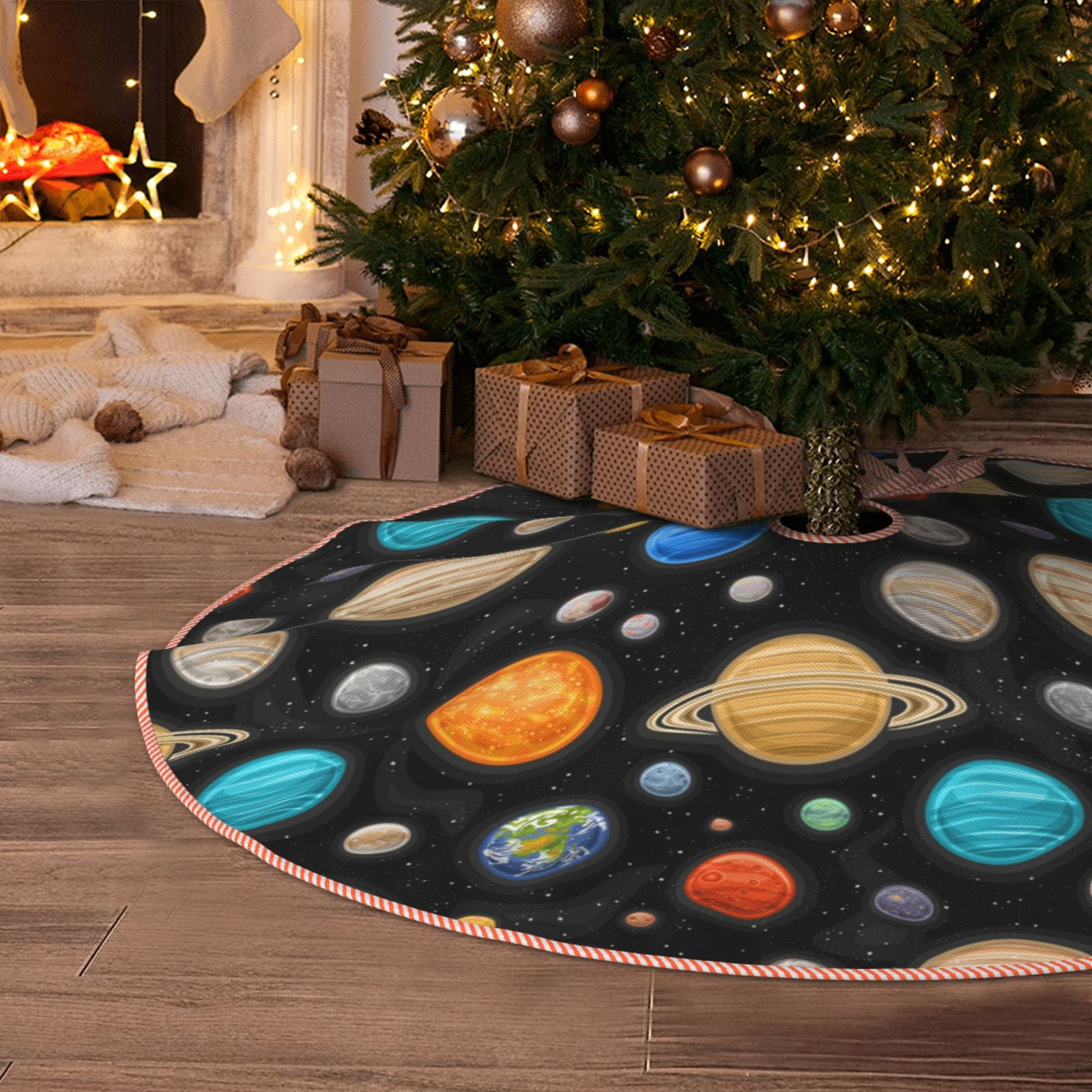 Christmas Tree Skirt Planets In Deep Space Tree Skirt for Merry ...