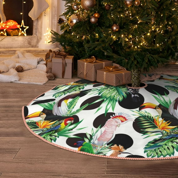 Christmas Tree Skirt - Polka Dot Parrot Toucan Leaf Halloween Tree ...