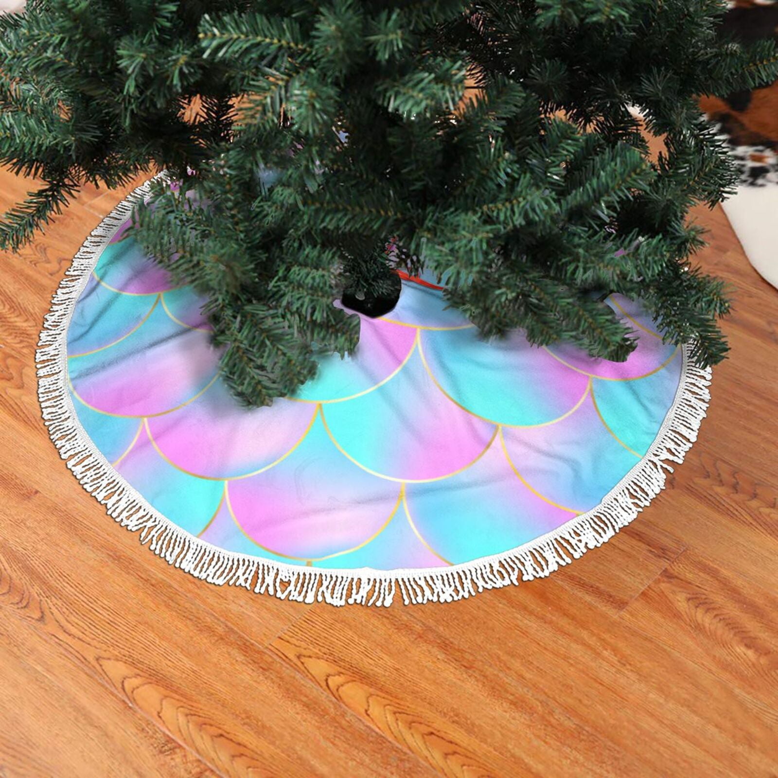 Christmas Tree Skirt, Purple Dragon Scales Christmas Tree Decorations ...