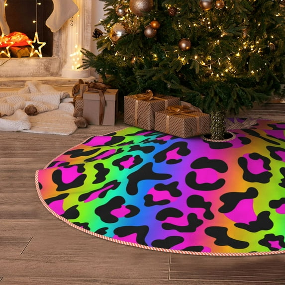 Christmas Tree Skirt - Rainbow leopard bright Halloween Tree Skirt ...
