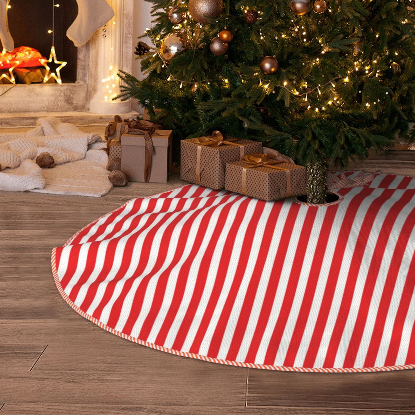 Christmas Tree Skirt - Red And White Stripes Halloween Tree Skirt ...