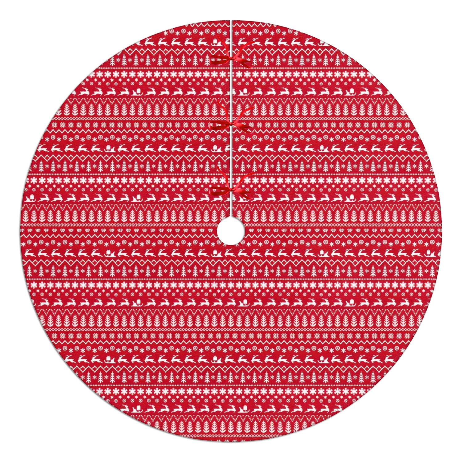Christmas Tree Skirt,Red Christmas Pattern Christmas Tree Decor with ...
