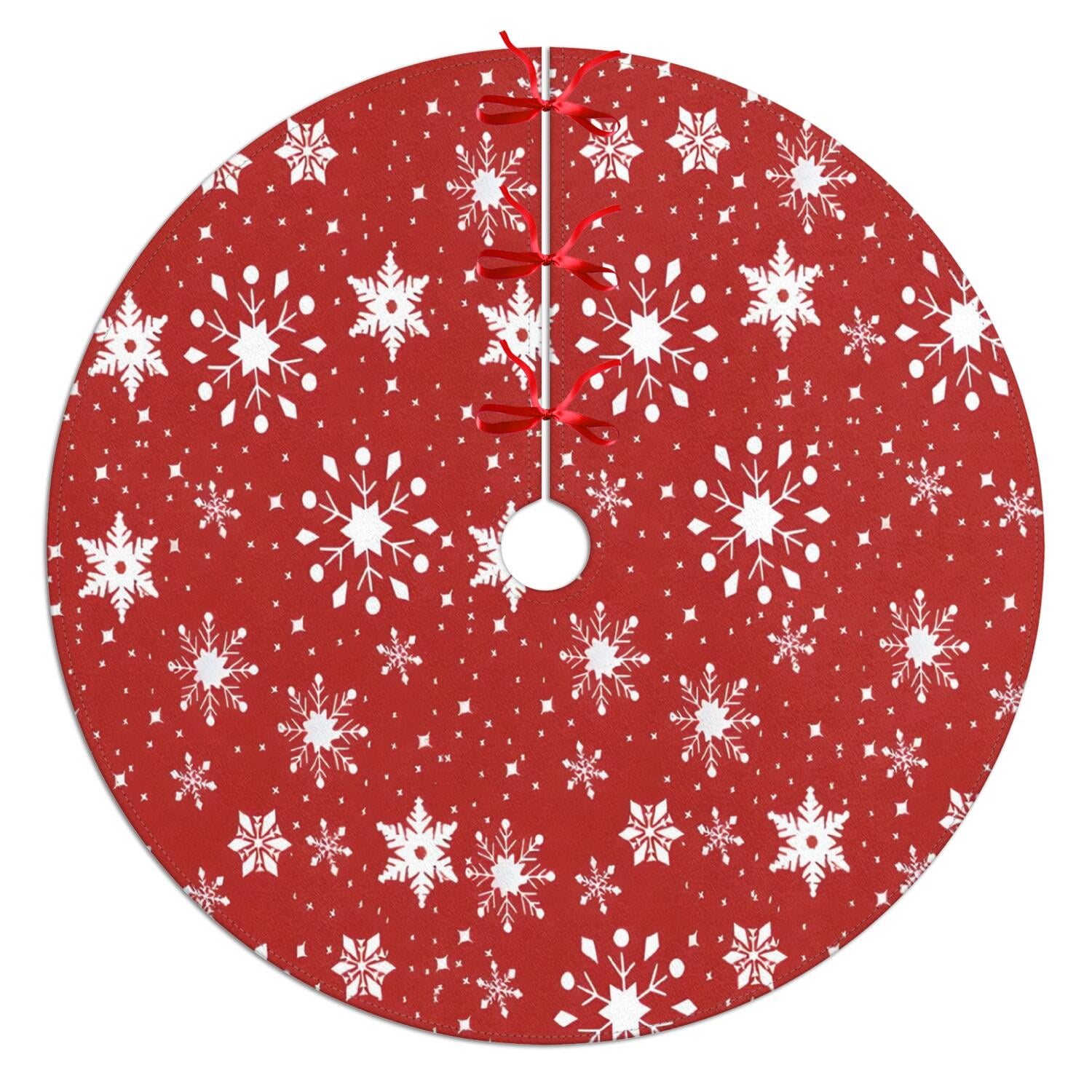 Christmas Tree Skirt,Red Christmas Snowflake Pattern Christmas Tree ...