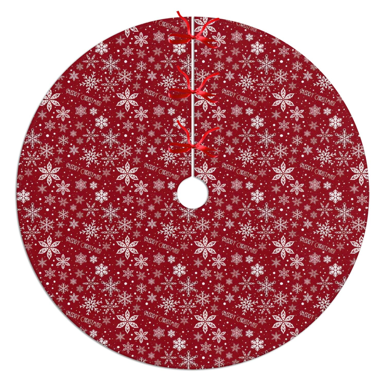 Christmas Tree Skirt,Red Christmas Snowflake Pattern Christmas Tree ...