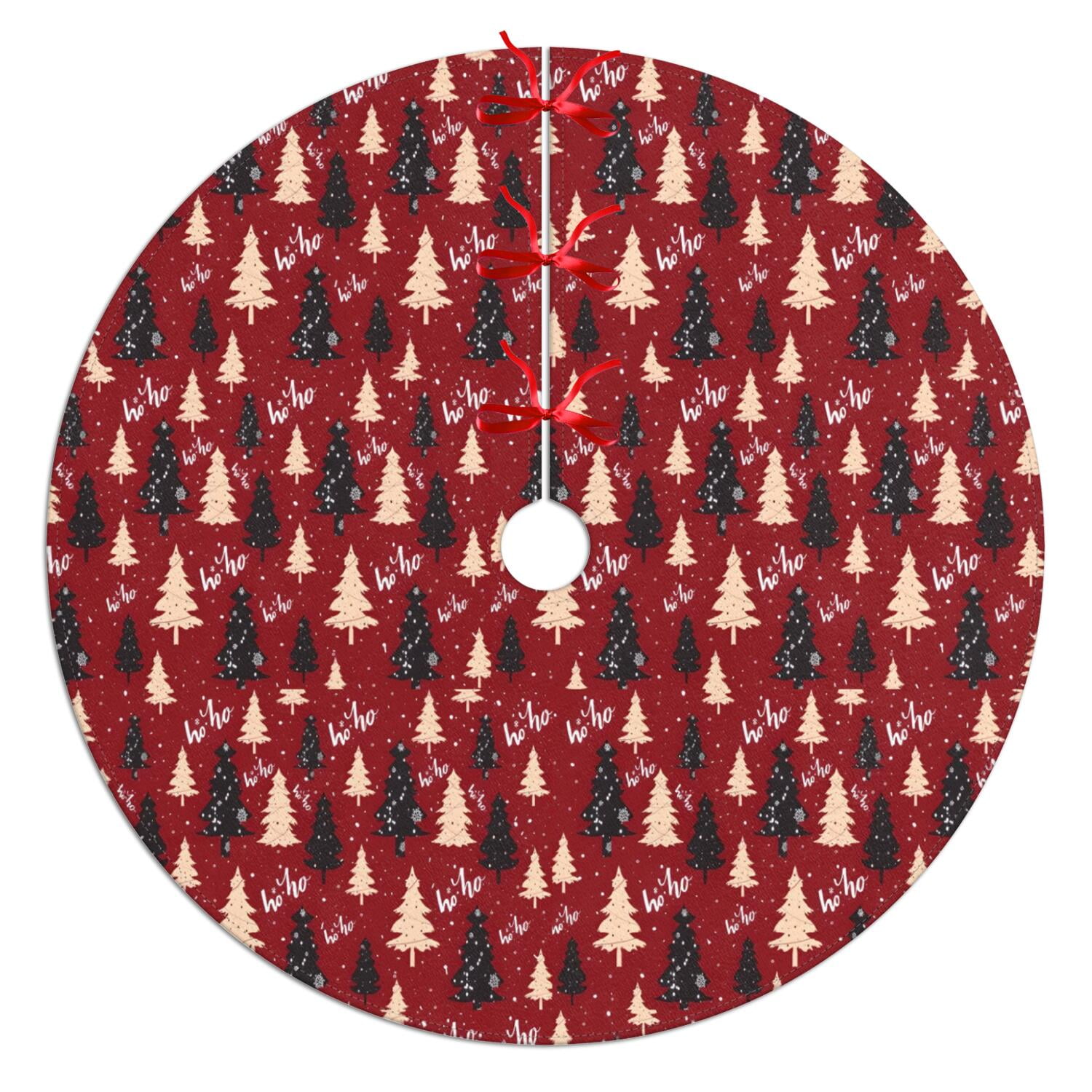 Christmas Tree Skirt,Red Christmas Tree Pattern Christmas Tree Decor ...
