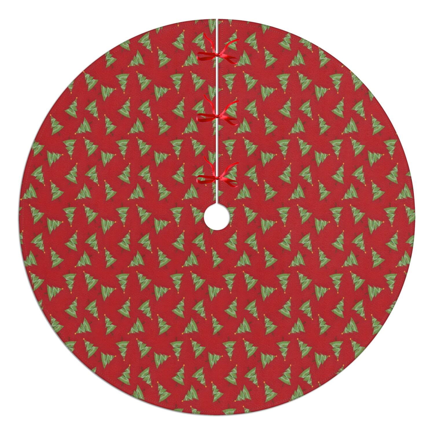 Christmas Tree Skirt,Red Christmas Tree Pattern Christmas Tree Decor ...
