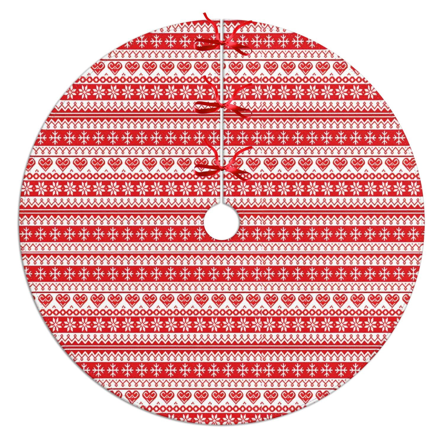 Christmas Tree Skirt,Red and White Christmas Pattern Christmas Tree ...