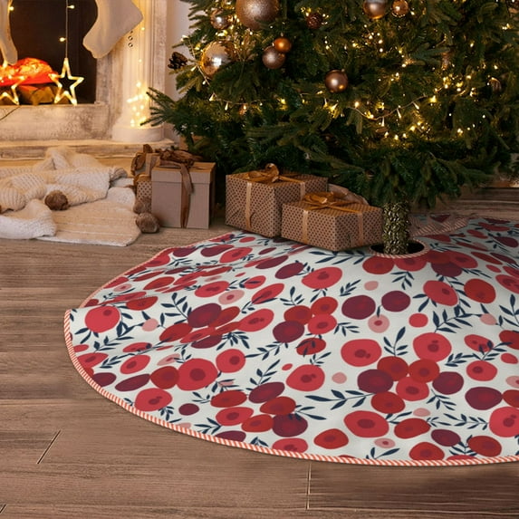 Christmas Tree Skirt - Red hawthorn Halloween Tree Skirt Winter Fall ...