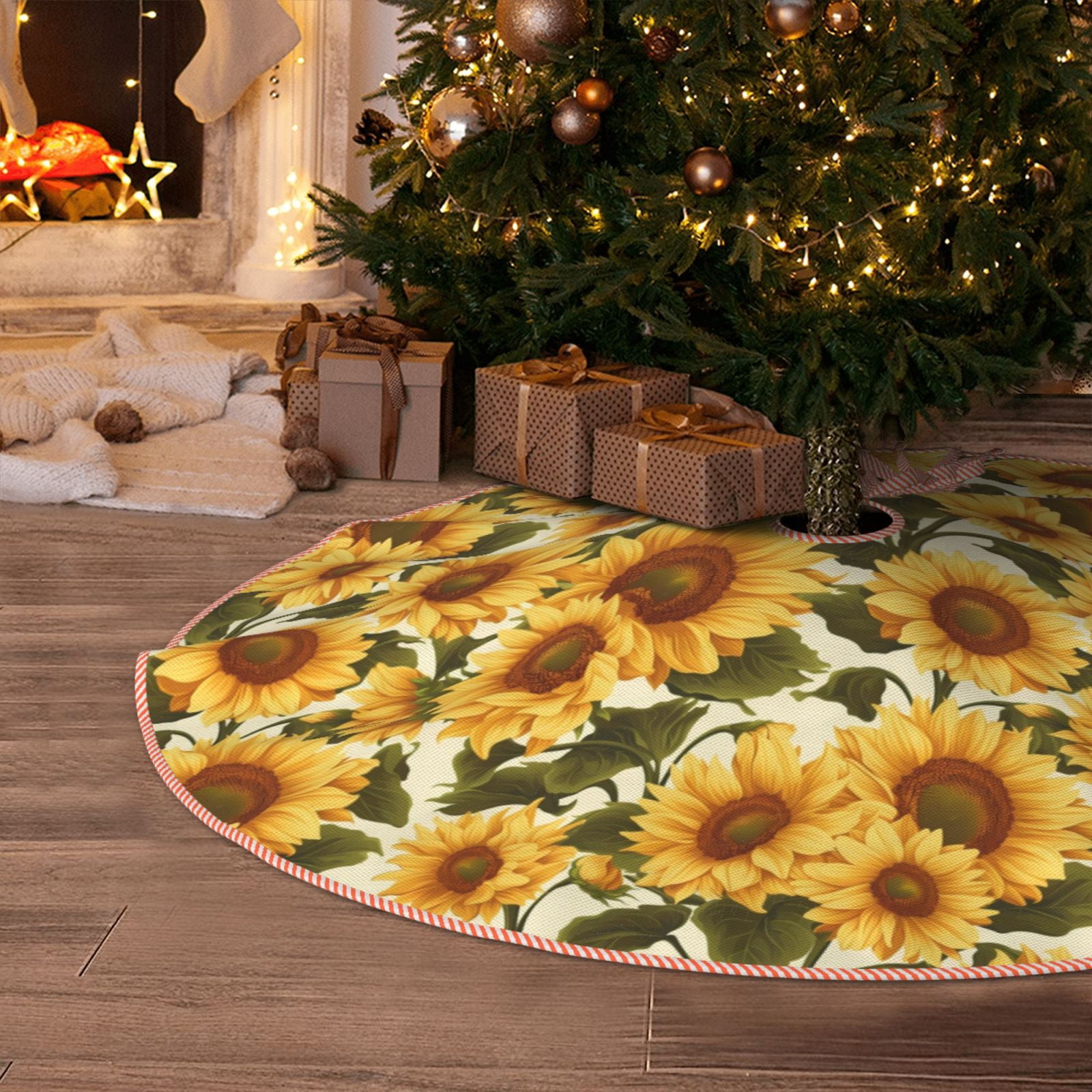 Christmas Tree Skirt - Romantic Elegant Sunflower Halloween Tree Skirt ...