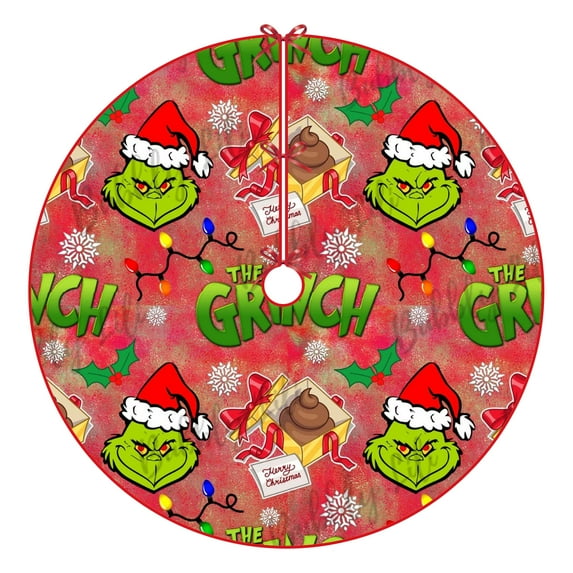 Christmas Tree Skirt Round Mat Cartoon Print Holiday Decoration with ...