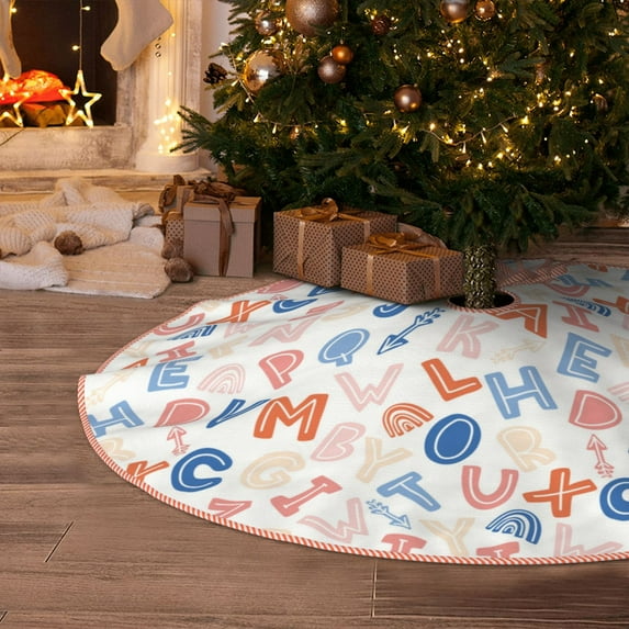 Christmas Tree Skirt - Scandinavian Alphabet Halloween Tree Skirt ...