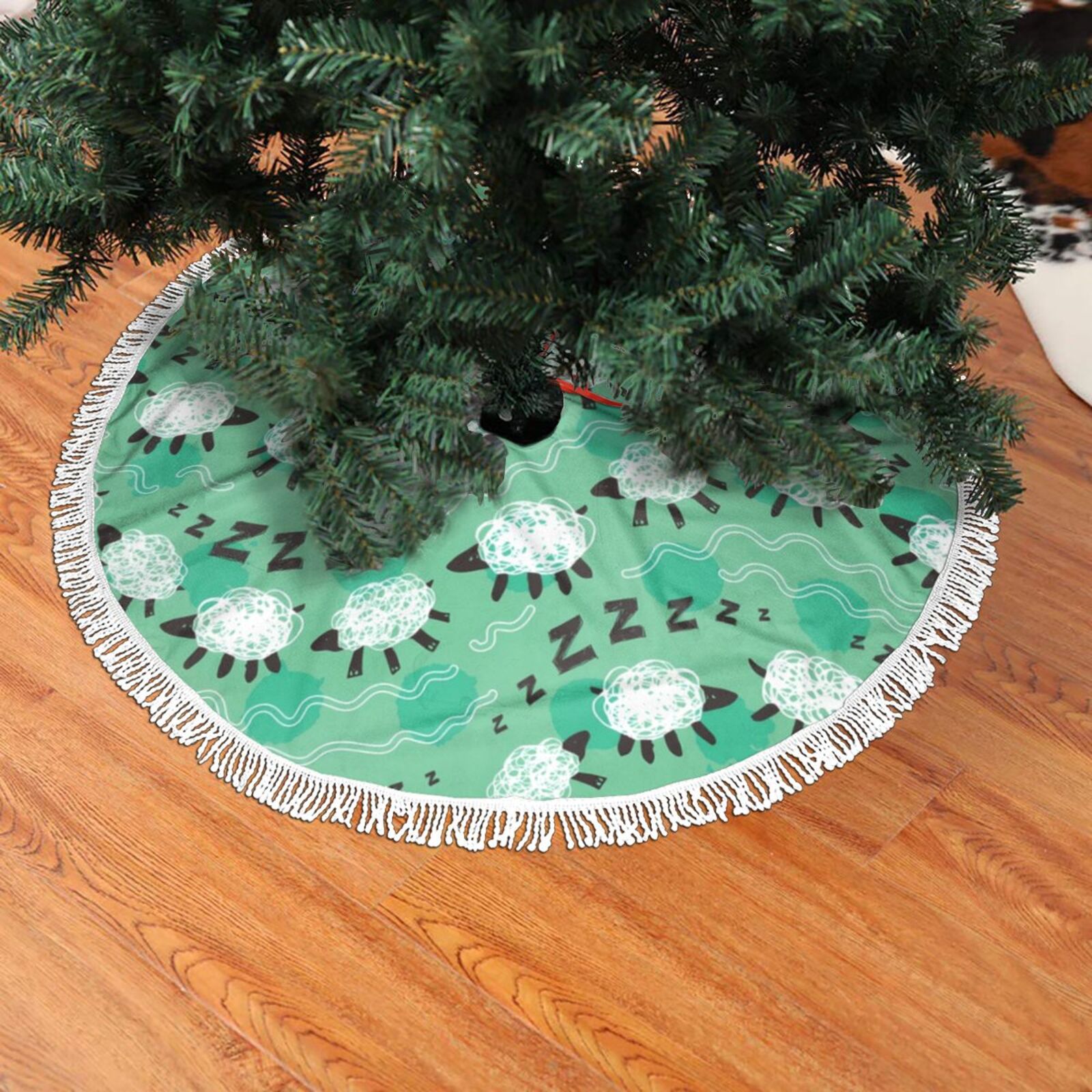 Christmas Tree Skirt, Sheep Zzz Christmas Tree Decorations Indoor, Tree ...